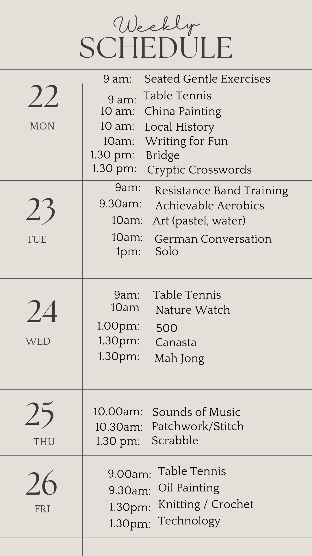 What's On: Week Starting July 22nd - U3A